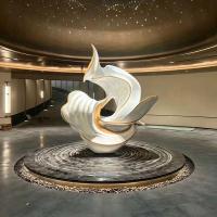 China Indoor Outdoor Abstract Sculpture Custom Fiberglass Stainless Steel Art Sculpture for sale