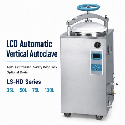 China LCD Automatic Vertical Autoclave Pressure Steam Sterilizer 35L To 100L Laboratory Autoclave Machine for sale