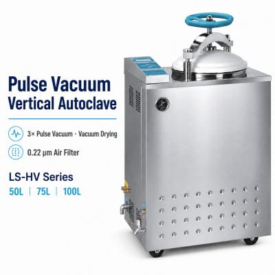 China Pulse Vacuum Vertical Autoclave And Sterilizer With Vacuum Drying Steam Sterilizer 50L To 100L for sale