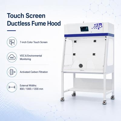 China Touch Screen Lab Fume Hood Ductless Recirculating Filtration 800 / 1000 / 1200mm for sale
