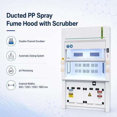 China PP Spray Chemical Fume Hood Ducted Fume Hood Benchtop With Scrubber for sale