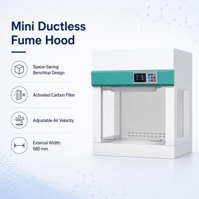 China Mini Ductless Fume Hood Compact Benchtop Fume Hood 304 Stainless Steel Surface for sale