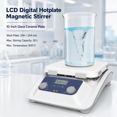 China 30L LCD Digital Magnetic Stirrers And Hotplates With 10-Inch Ceramic Plate 500℃ for sale