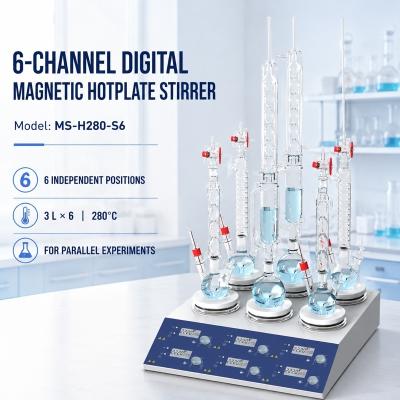 China 6-Channel Independent Control Digital Magnetic Hotplate Stirrer 280°C for Labs for sale