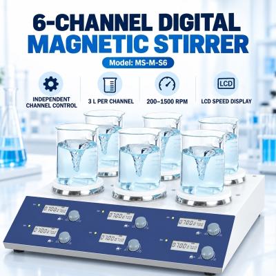China 6 Channel Multi Position Magnetic Stirrer 200–1500rpm For Laboratories for sale