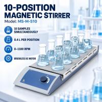 China 20W 10 Position Lab Magnetic Stirrer With Large Platform For Parallel Sample Mixing for sale