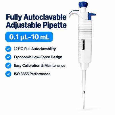 China OEM Adjustable Volume 0.1uL -10mL Mechanical Pipette Laboratory Liquid Handler for sale