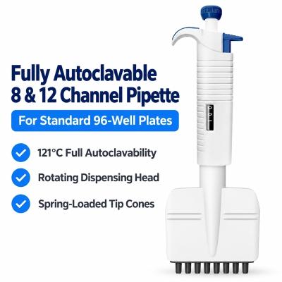 China Fully Autoclavable 8 And 12 Channel Pipette For Microplate Applications for sale