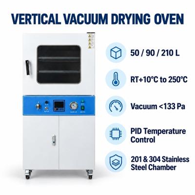 China Vertical Vacuum Drying Oven 50/90/210L Stainless Steel Drying Oven 250°C for sale