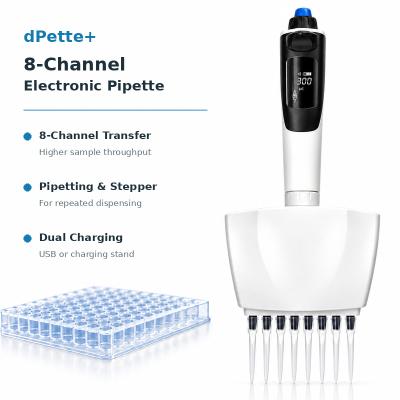China Multifunction 8 Channel Electronic Pipette Liquid Handling Device For Microplate Pipetting for sale