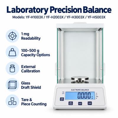 China 1mg Precision Balance Scales Electronic Lab Scales With Large Glass Draft Shield 100/200/300/500g for sale