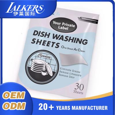 China Lalkers No Residue Dish Washing Sheets 9.45x6.3 Inch with Softening Agents - Biodegradable Dishwasher Cleaning Strips for sale