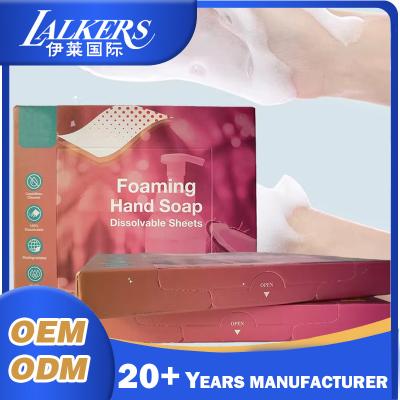 China Lalkers Hand Soap Sheets 9.45×6.3 Inch Disposable Foaming Tablets for Travel & Portable Use for sale