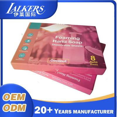 China Portable Hand Soap Sheets 9.45x6.3 Inches Eco Friendly Plastic Free Hypoallergenic Hand Wash Tablets for sale