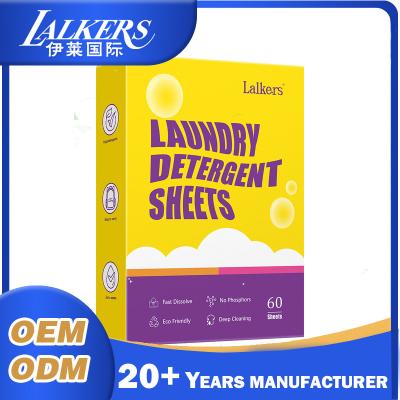 China OEM ODM Lalkers Detergent Laundry Sheets Liquidless Formula Biodegradable for sale