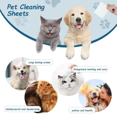 China Extra Thick Pet Cleaning Sheets 9.45x6.3 Inch Disposable Dog Body Wash with Fresh Scent and Anti-Static Properties for sale