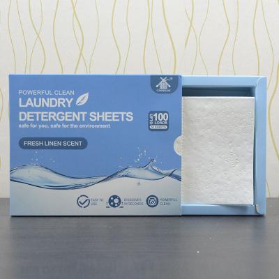 China Eco-Friendly Biodegradable Disposable Solid Shape Washing Strips Laundry Detergent Sheets for sale
