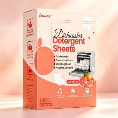China Eco Friendly Hypoallergenic Compact Space Saving Dishwashing Sheets Dishwasher Detergent Sheets for sale