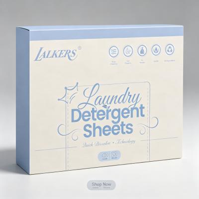 China Zero Plastic Eco-Friendly Laundry Detergent Sheets with Strong Cleansing for Tough Stain Removal for sale