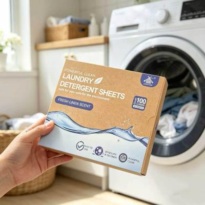 China Plant Based Surfactant Laundry Detergent Sheets 12x6cm per Strip with Above 55% Active Ingredient for sale