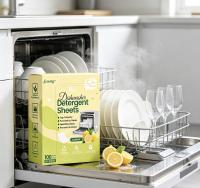 China Biodegradable Dishwashing Sheets with Powerful Stain & Grease Removal Safe for Glass Ceramic Dishes for sale