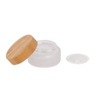 China 10ml 30ml 50ml 100ml 150ml 200ml 250ml Frosted Glass Cream Jar With Bamboo Lid for sale