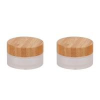 China 10ml 30ml 50ml 100ml 150ml 200ml 250ml Frosted Glass Cream Jar With Bamboo Lid for sale