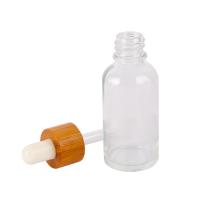 China Round Cosmetic Dropper Bottle Bamboo Glass Dropper Bottle 15ml 20ml 30ml 50ml 100ml for sale
