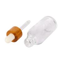 China Round Cosmetic Dropper Bottle Bamboo Glass Dropper Bottle 15ml 20ml 30ml 50ml 100ml for sale