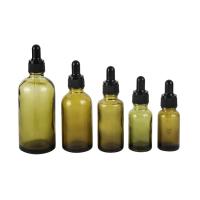 China Olive Green Glass Tincture Bottles Essential Oil Glass Dropper Bottles 5ml 10ml 15ml 20ml 30ml for sale