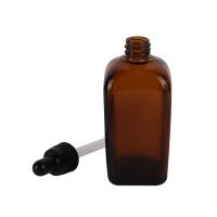 China Thick Square Amber Glass Dropper Bottle 5ml 10ml 15ml 20ml 30ml 50ml 100ml for sale