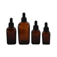 China Thick Square Amber Glass Dropper Bottle 5ml 10ml 15ml 20ml 30ml 50ml 100ml for sale