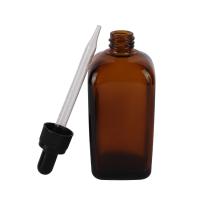 China Thick Square Amber Glass Dropper Bottle 5ml 10ml 15ml 20ml 30ml 50ml 100ml for sale