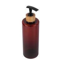 China 60ml 80ml 100ml 120ml 150ml 180ml 200ml 250ml 300ml Elegant Amber Flat Shoulder PET Bottle With Natural Bamboo Lotion Pump for sale