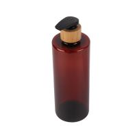 China 60ml 80ml 100ml 120ml 150ml 180ml 200ml 250ml 300ml Luxury And Elegant Amber Flat Shoulder PET Bottle With Natural Bamboo Lotion Pump for sale