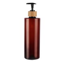 China 60ml 80ml 100ml 120ml 150ml 180ml 200ml 250ml 300ml Amber Flat Shoulder PET Bottle With Natural Bamboo Lotion Pump for sale