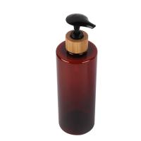 China 60ml 80ml 100ml 120ml 150ml 180ml 200ml 250ml 300ml Amber Flat Shoulder PET Bottle With Natural Bamboo Lotion Pump for sale