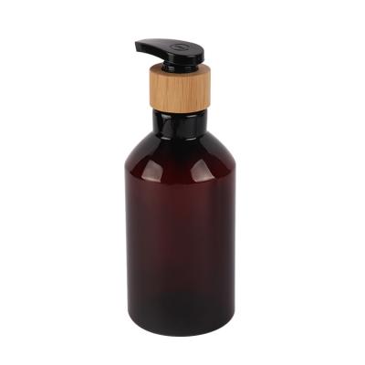 China 200ml 300ml 500ml Refillable Amber Bottles Slanted Shoulder PET Plastic Bottle For Lotion for sale