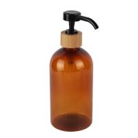 China Long Nozzle Bamboo Lotion Pump Bottle 200ml 300ml 500ml Cosmetic PET Bottle for sale