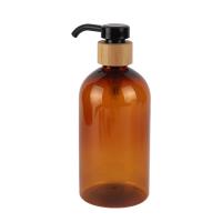 China Long Nozzle Bamboo Lotion Pump Bottle 200ml 300ml 500ml Cosmetic PET Bottle for sale