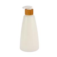 China 200ml 300ml 500ml 7oz 10oz 16oz Refillable Conical HDPE Lotion Bottle With Natural Bamboo for sale
