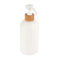 China Natural Bamboo Long Nozzle Lotion Pump 200ml 250ml 300ml 500ml Round Shoulder HDPE Bottle for sale