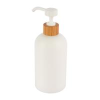 China Natural Bamboo Long Nozzle Lotion Pump 200ml 250ml 300ml 500ml Round Shoulder HDPE Bottle for sale