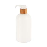 China Natural Bamboo Long Nozzle Lotion Pump 200ml 250ml 300ml 500ml Round Shoulder HDPE Bottle for sale