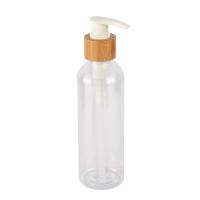 China Refillable Round Shoulder PET Bottle Natural Bamboo Lotion Pump 7oz 8oz 10oz 16oz for sale