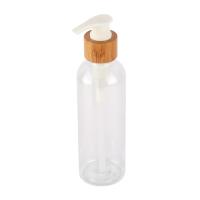 China Refillable Round Shoulder PET Bottle Natural Bamboo Lotion Pump 7oz 8oz 10oz 16oz for sale