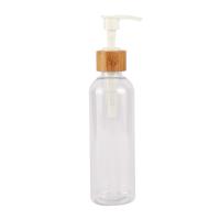China Refillable Round Shoulder PET Bottle Natural Bamboo Lotion Pump 7oz 8oz 10oz 16oz for sale