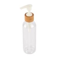 China Refillable Round Shoulder PET Bottle Natural Bamboo Lotion Pump 7oz 8oz 10oz 16oz for sale
