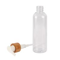 China Refillable Round Shoulder PET Bottle Natural Bamboo Lotion Pump 7oz 8oz 10oz 16oz for sale