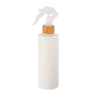 China White Flat Shoulders PET Natural Bamboo Trigger Spray Bottle For Perfume Toner for sale